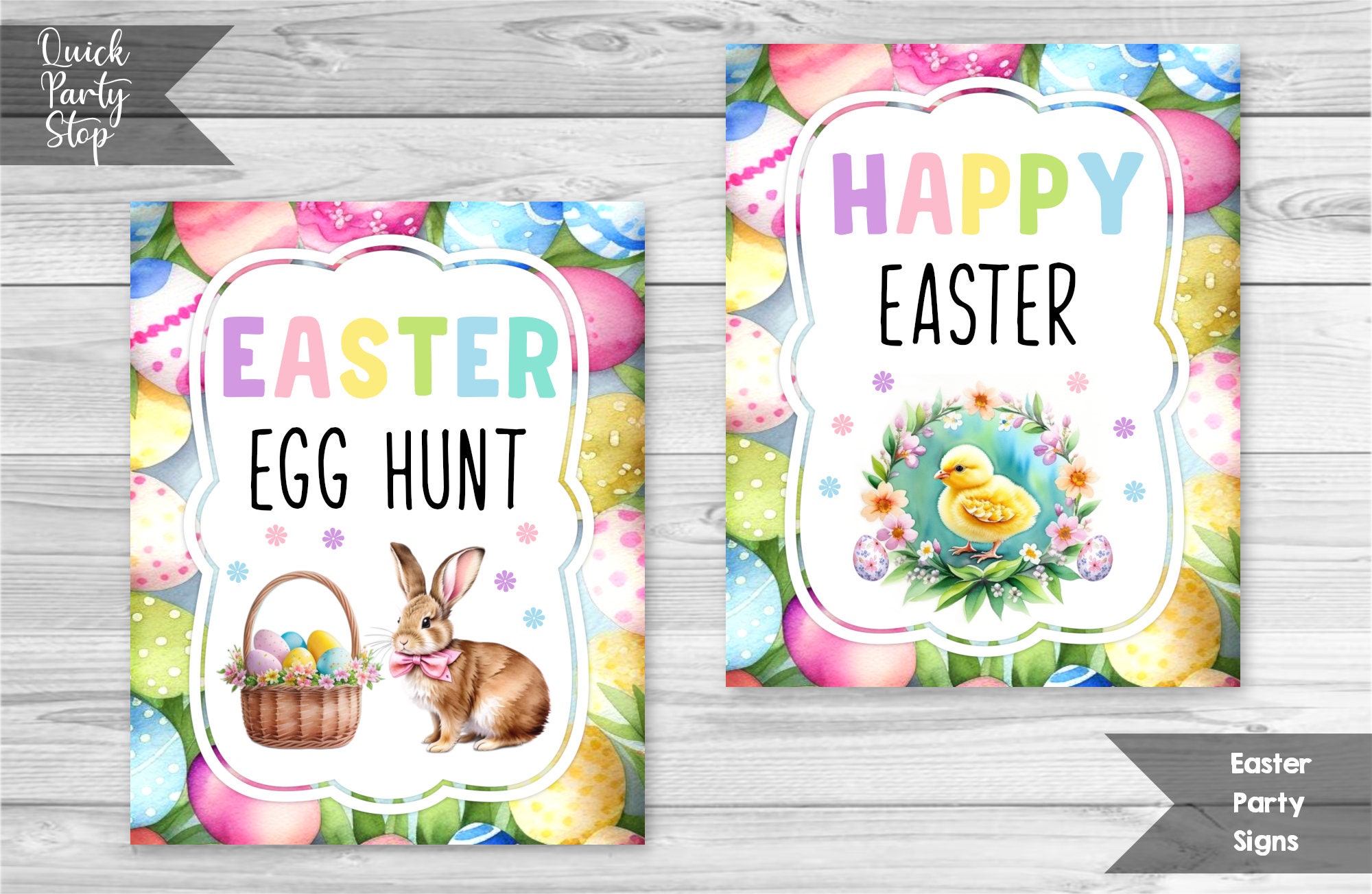 6 Easter Signs, Easter Egg Hunt Sign, Treat Table Sign, Watering Hole ...