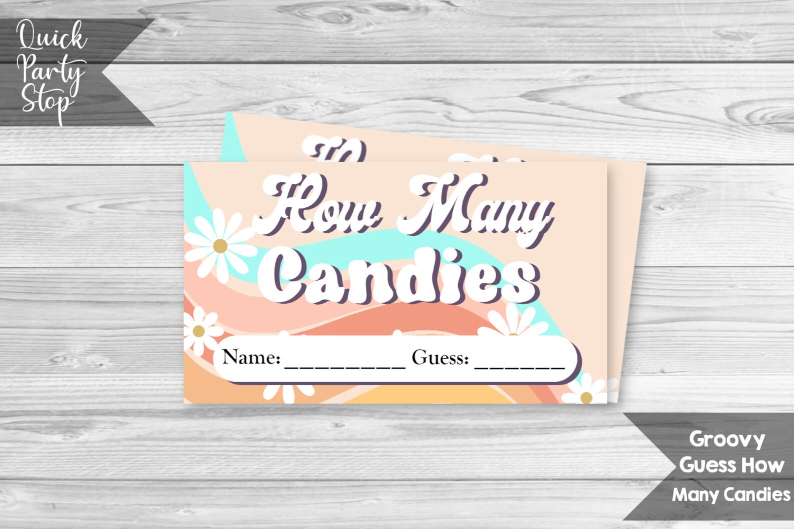 Groovy Guess How Many Candies Sign and Tickets, Hippie Birthday Party ...