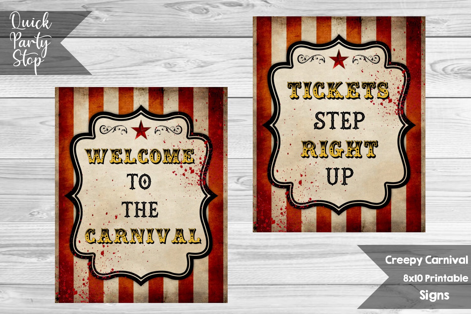 6 Creepy Carnival Birthday Signs, Vintage Circus Party Signs, Food Sign ...