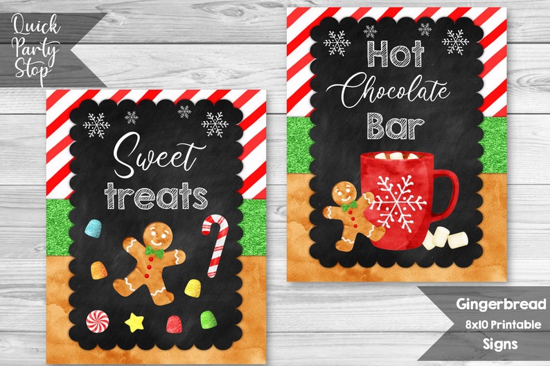 5 Gingerbread Christmas Signs, Gingerbread Party Signs, Sweet Treats ...