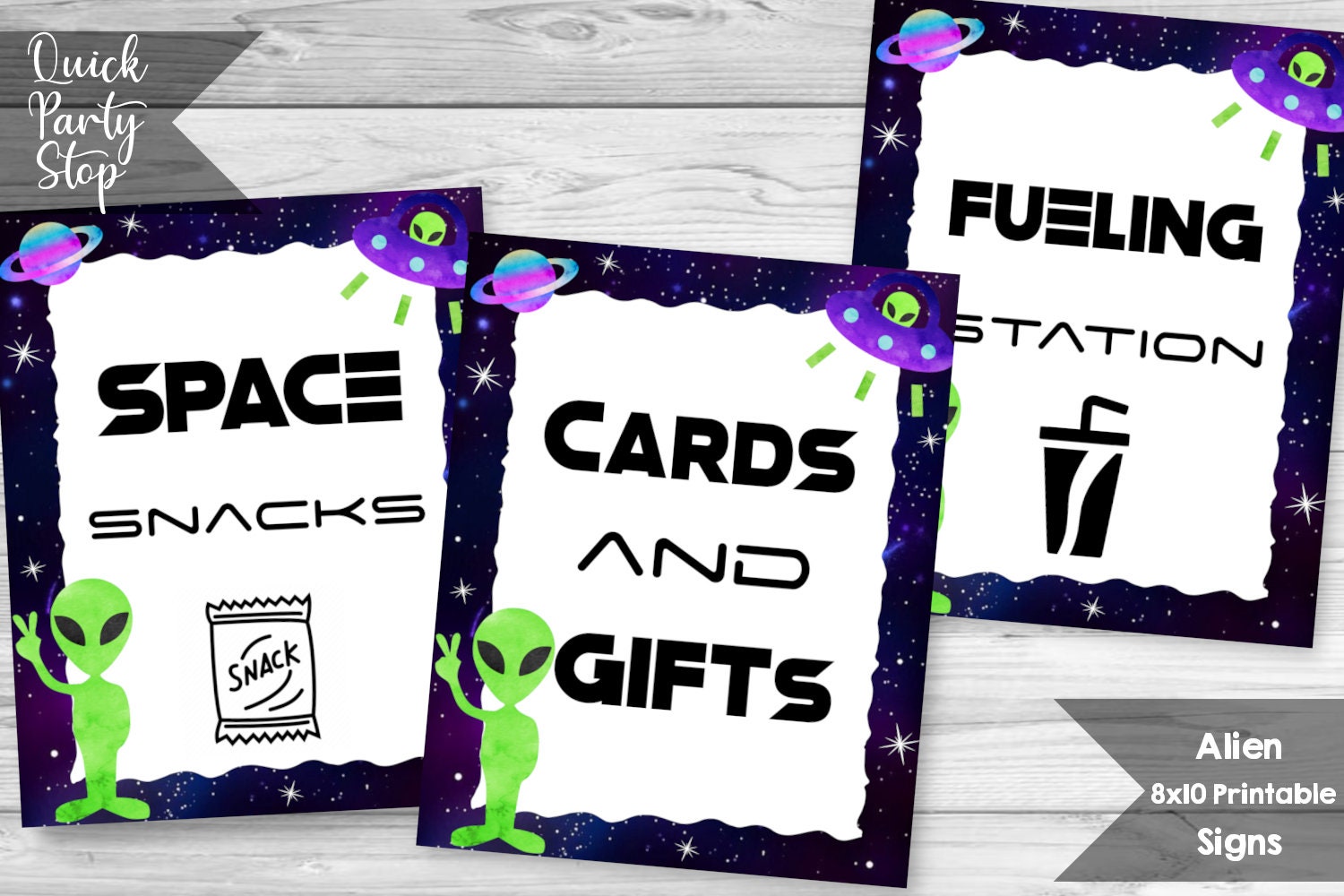 6 Alien Birthday Signs, UFO Space Party Signs, Alien Abduction Sign ...