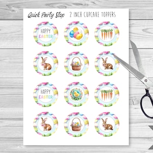 Easter Cupcake Toppers, Printable 2 Inch Cupcake Toppers, Easter Topper ...