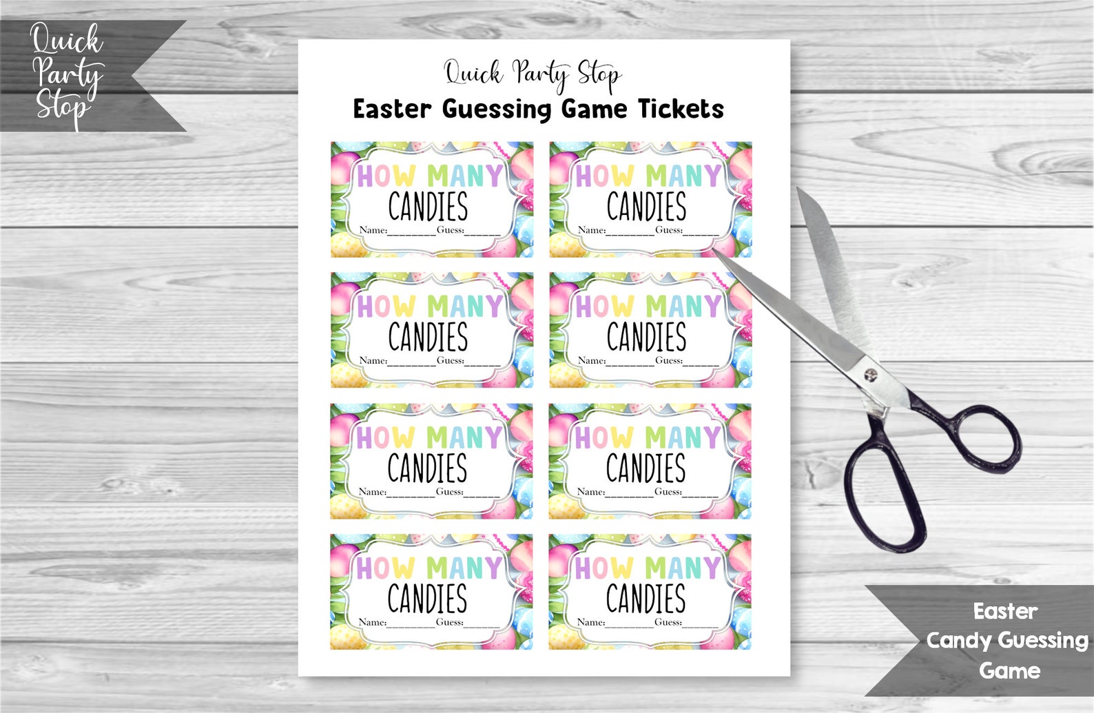 Easter Guess How Many Candies Sign and Tickets, Easter Party, Easter ...