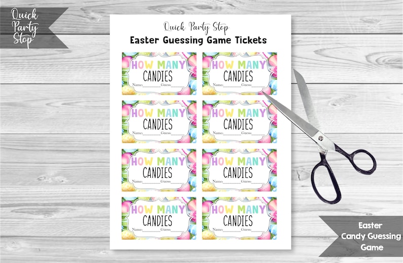 Easter Guess How Many Candies Sign and Tickets, Easter Party, Easter ...