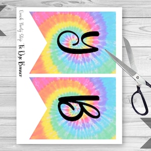 Tie Dye Happy Birthday Banner, Rainbow Birthday Party, Pennant Banner ...