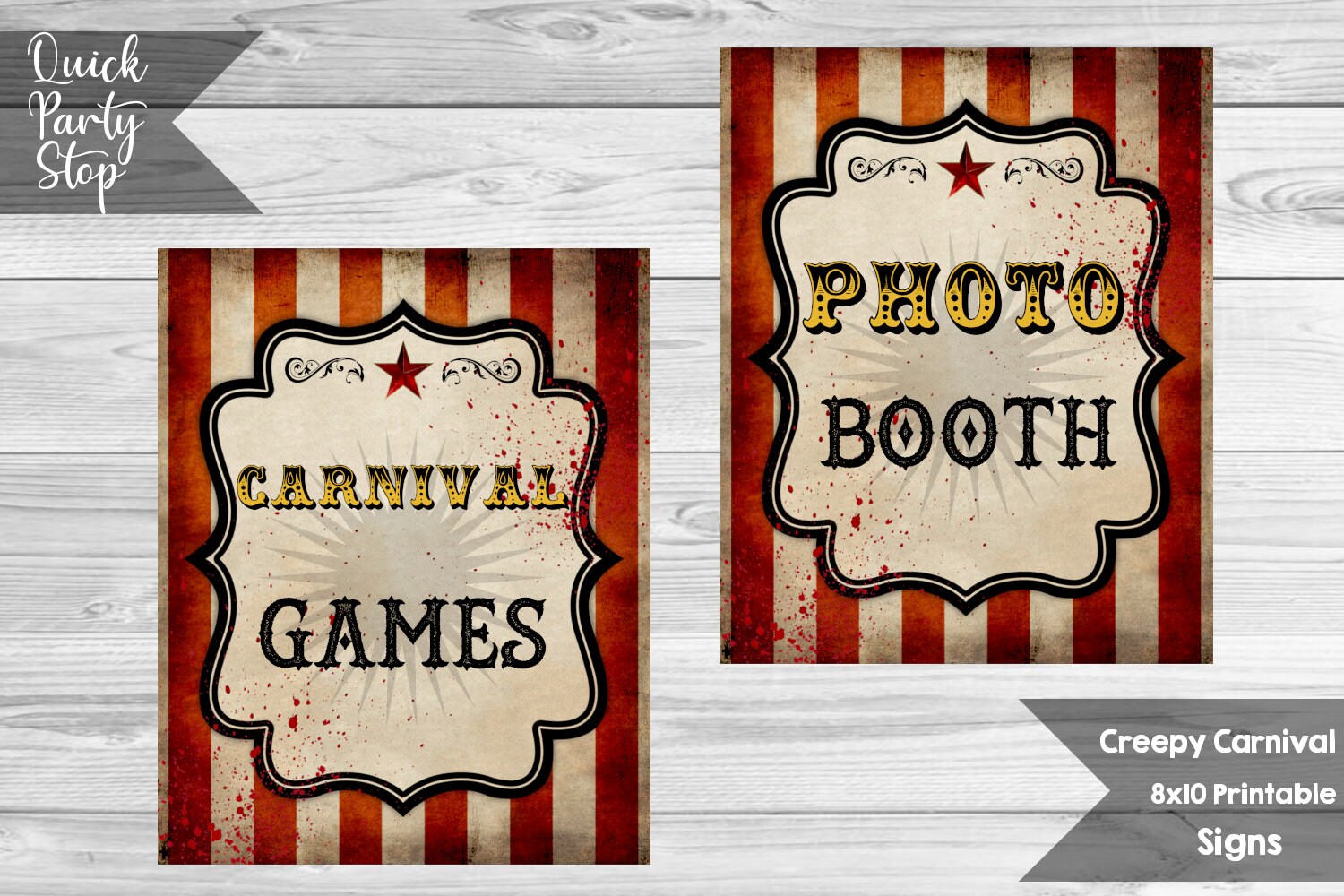 6 Creepy Carnival Birthday Signs, Vintage Circus Party Signs, Food Sign ...