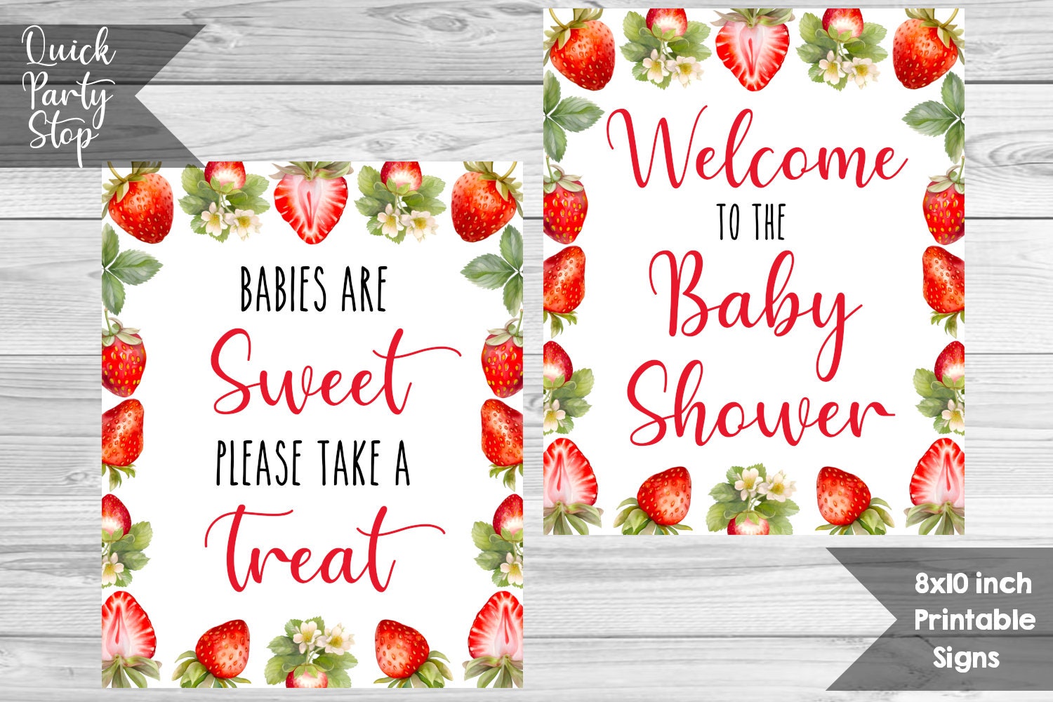 6 Strawberry Baby Shower Signs Strabwerry Baby Shower Signs - Etsy