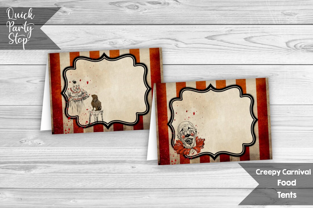 Creepy Carnival Birthday Editable Food Tents, Vintage Circus Food ...