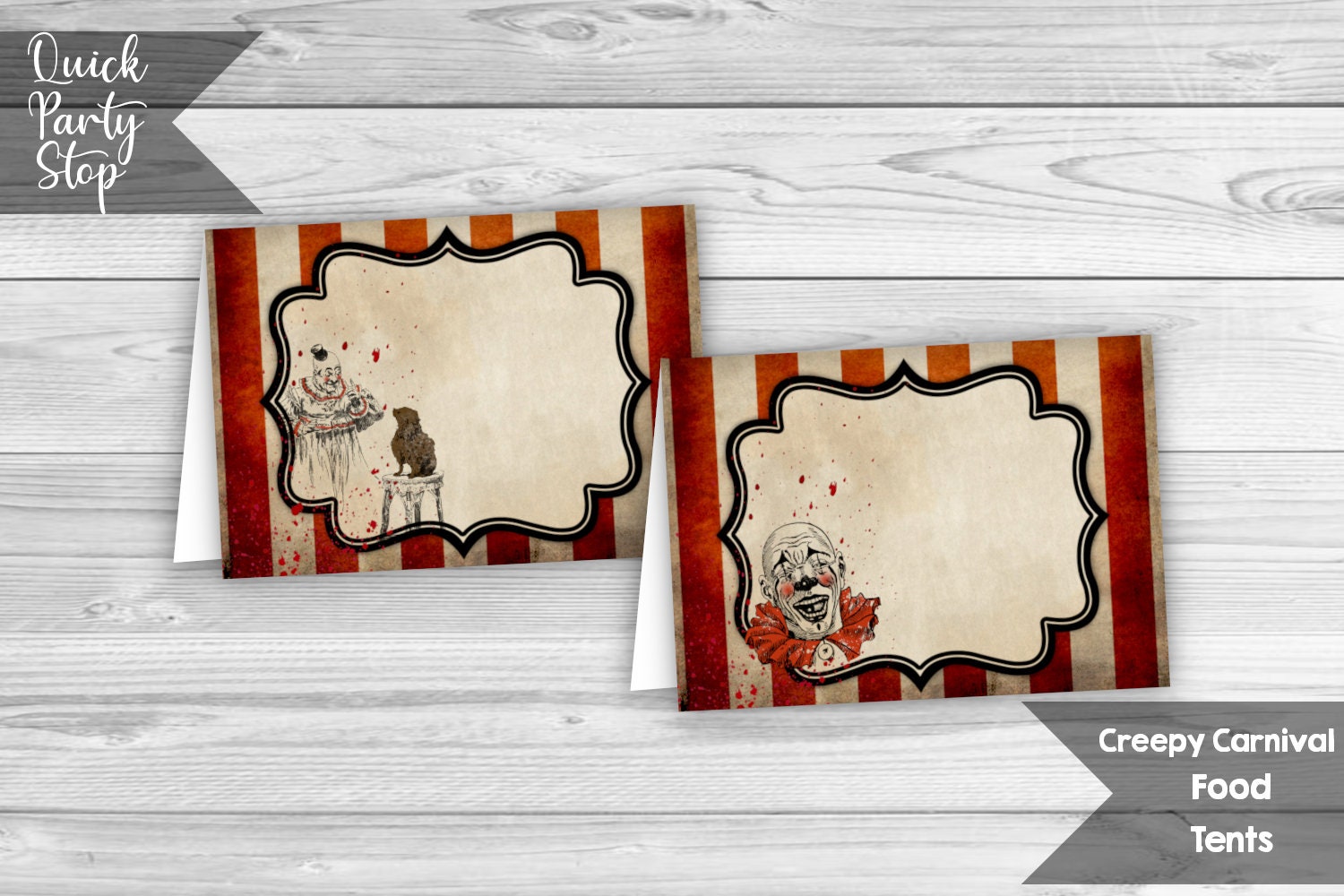Creepy Carnival Birthday Editable Food Tents, Vintage Circus Food ...