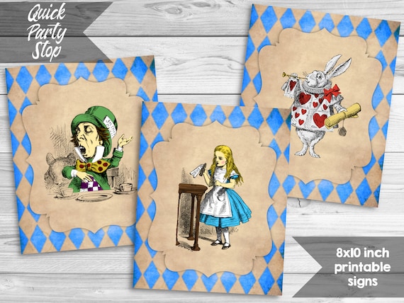 6 Alice in Wonderland Signs Old Alice Decorations Character - Etsy