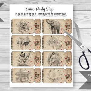 Creepy Carnival Ticket Printables, Vintage Circus Ticket Stubs ...