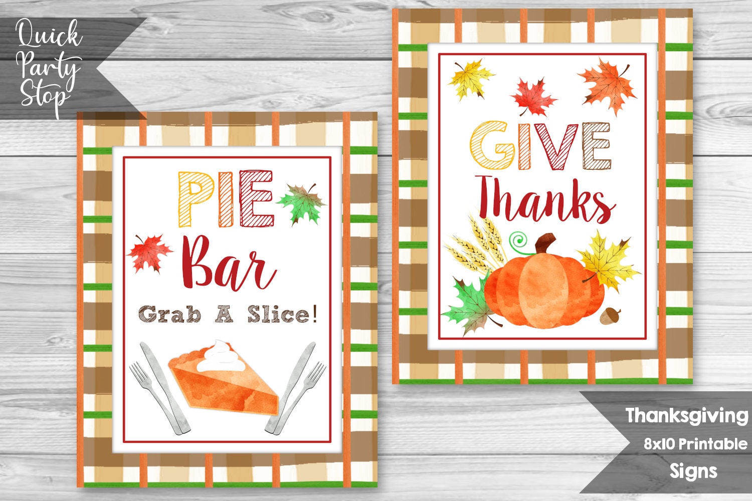 5 Thanksgiving Signs, Turkey Party Signs, Pie Bar Sign, Give Thanks ...