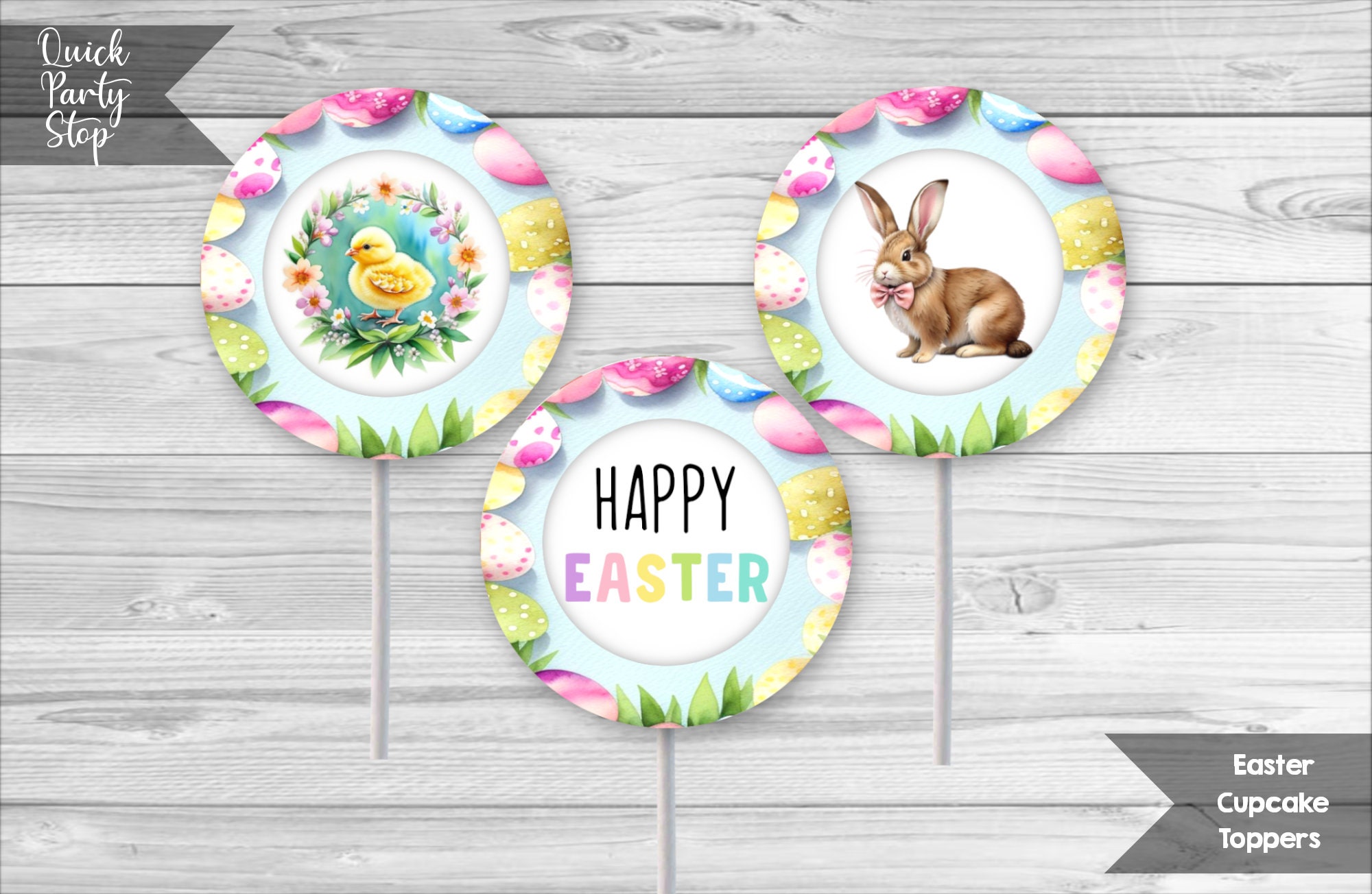 Easter Cupcake Toppers, Printable 2 Inch Cupcake Toppers, Easter Topper ...