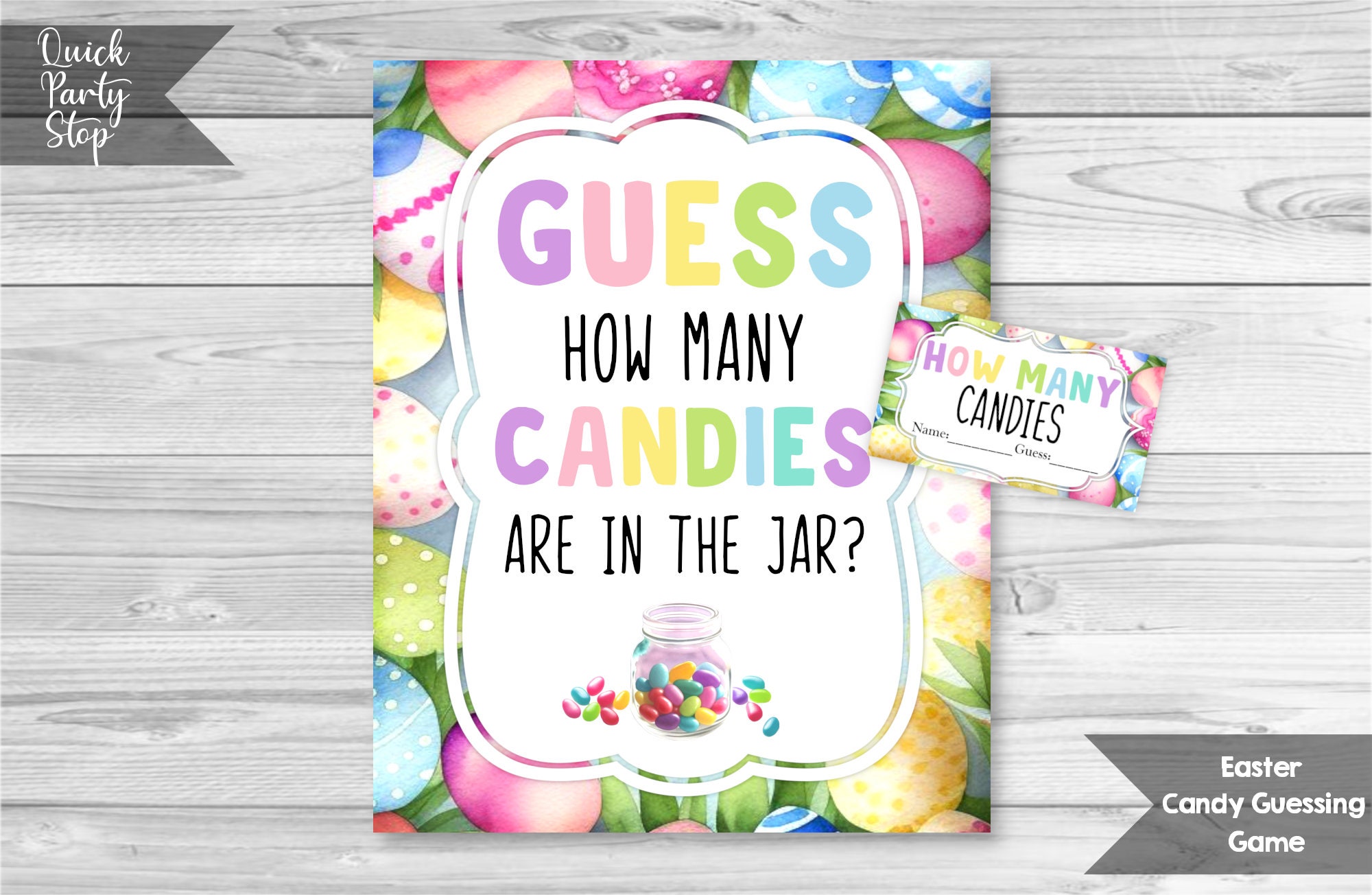 Easter Guess How Many Candies Sign and Tickets, Easter Party, Easter ...