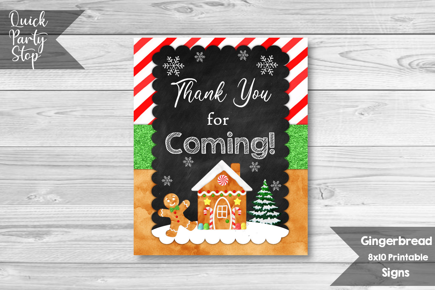 5 Gingerbread Christmas Signs, Gingerbread Party Signs, Sweet Treats ...