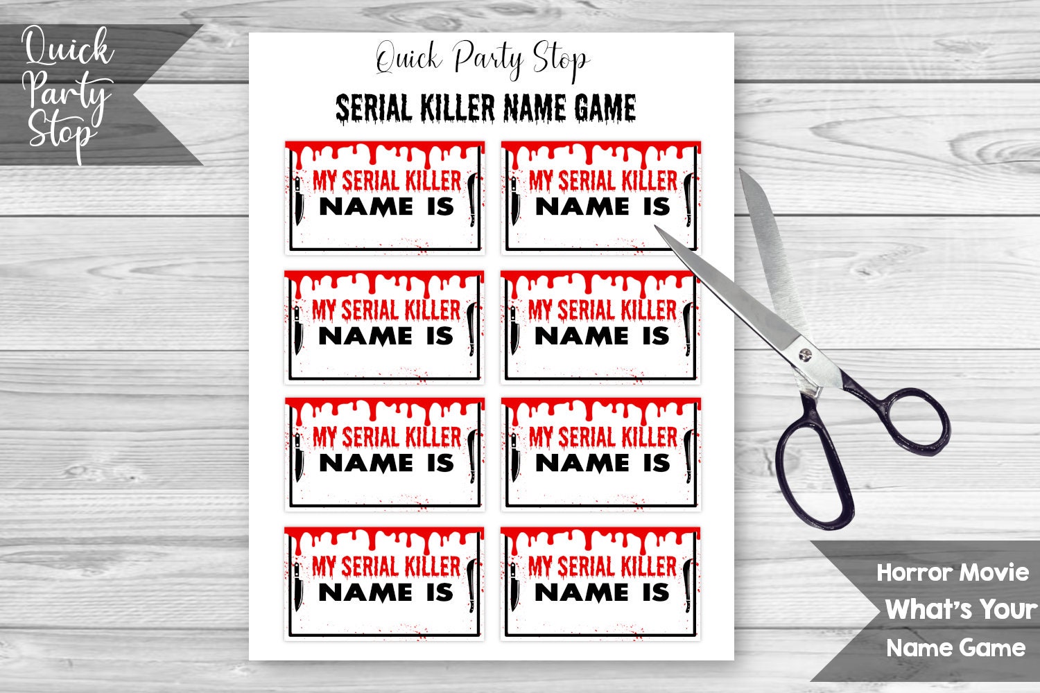 Horror Movie Name Game, Scary Movie Birthday Party, Printable Game ...