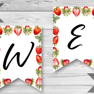 Strawberry Welcome Baby Banner, Strawberry Baby Shower, Pennant Banner ...