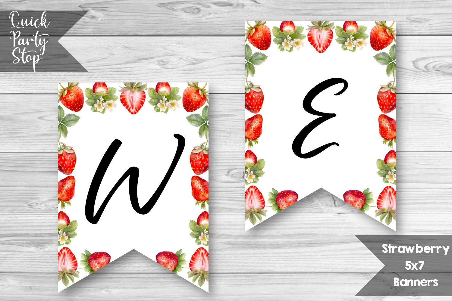 Strawberry Welcome Baby Banner, Strawberry Baby Shower, Pennant Banner ...