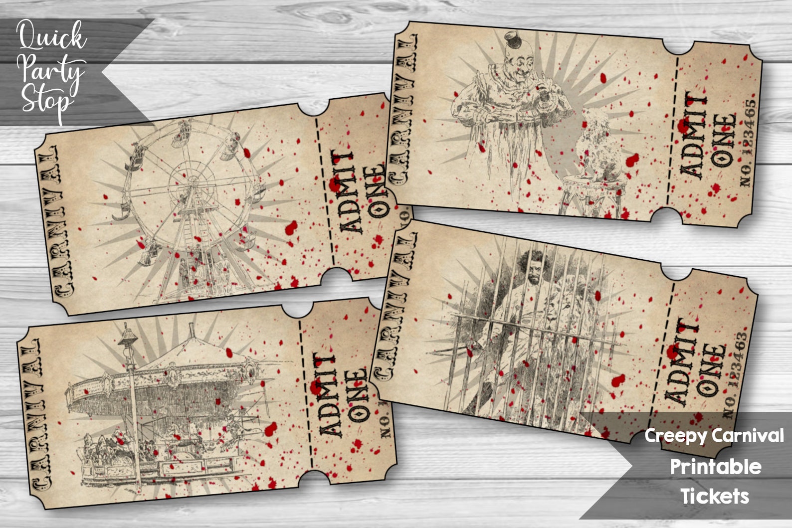 Creepy Carnival Ticket Printables, Vintage Circus Ticket Stubs ...