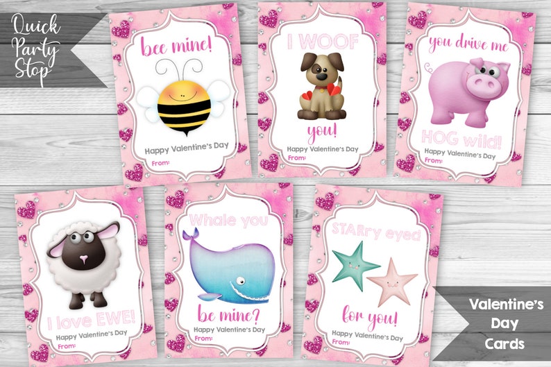 Printable Valentines Day Cards for Kids, Animal Pun Valentines ...