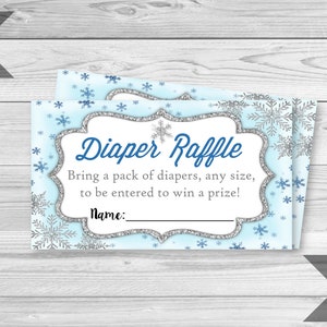 Snowflake Diaper Raffle Sign and Tickets, Winter Baby Shower, Diaper ...