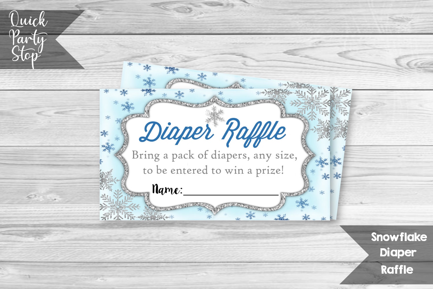 Snowflake Diaper Raffle Sign and Tickets, Winter Baby Shower, Diaper ...