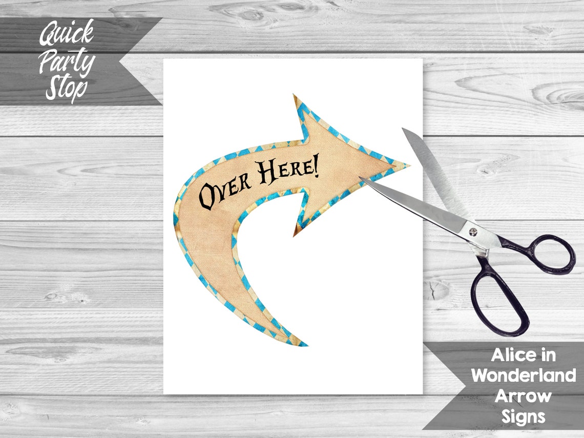 Alice in Wonderland Arrow Signs, Tea Party Arrows, Wonderland Party ...