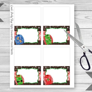 Ugly Sweater Editable Food Tents, Christmas Food Labels, Christmas ...