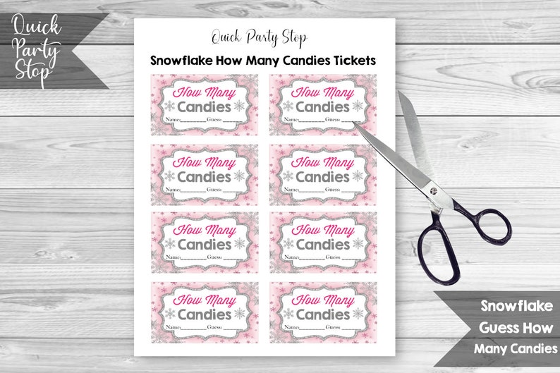 Snowflake Guess How Many Candies Sign and Tickets, Frozen Party, Winter ...