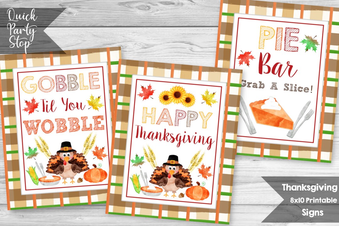 5 Thanksgiving Signs, Turkey Party Signs, Pie Bar Sign, Give Thanks ...