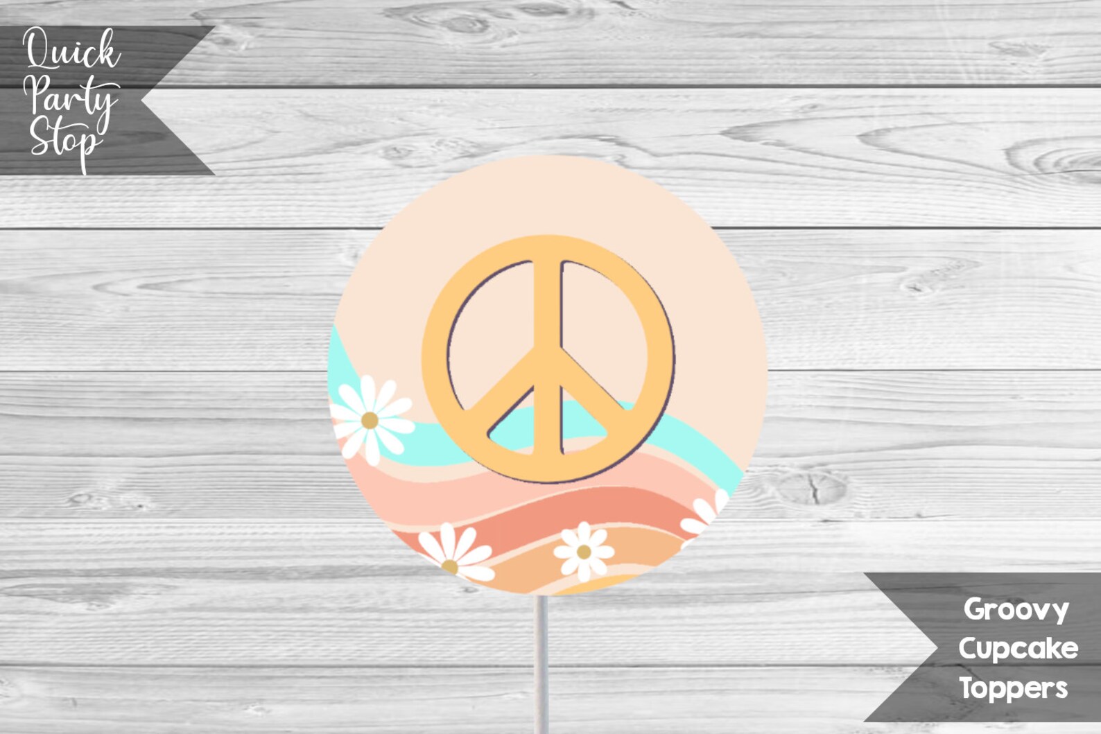 Groovy Birthday Cupcake Toppers Hippie Printable 2 Inch - Etsy