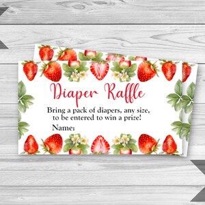 Strawberry Diaper Raffle Sign and Tickets, Strawberry Baby Shower ...