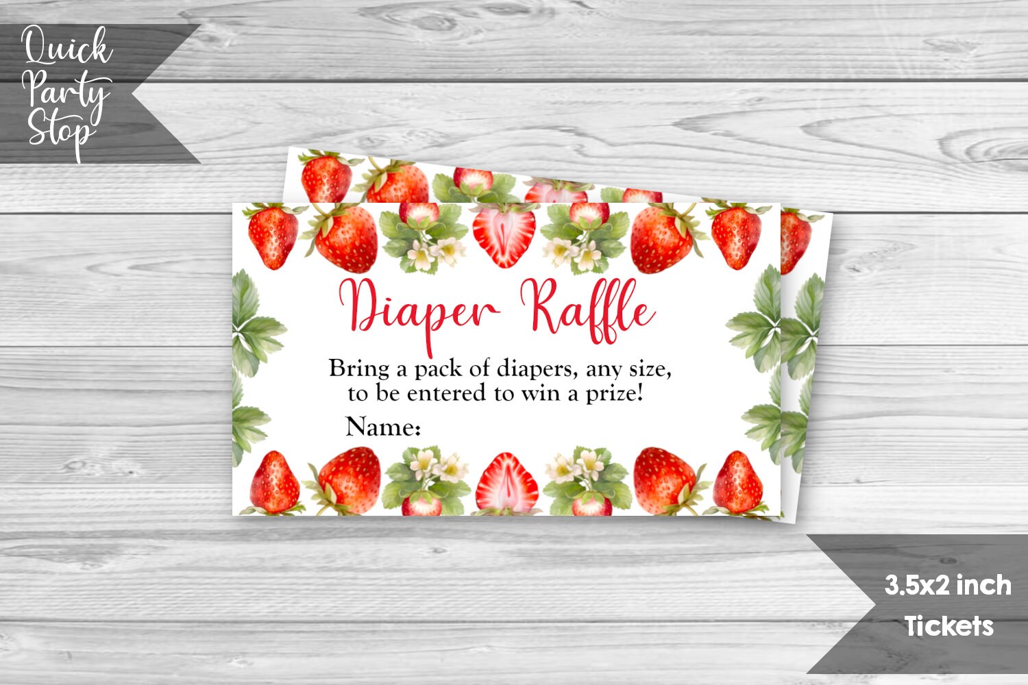 Strawberry Diaper Raffle Sign and Tickets, Strawberry Baby Shower ...