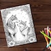 Cute Animals in Love Coloring Pages, Instant Download Printable ...