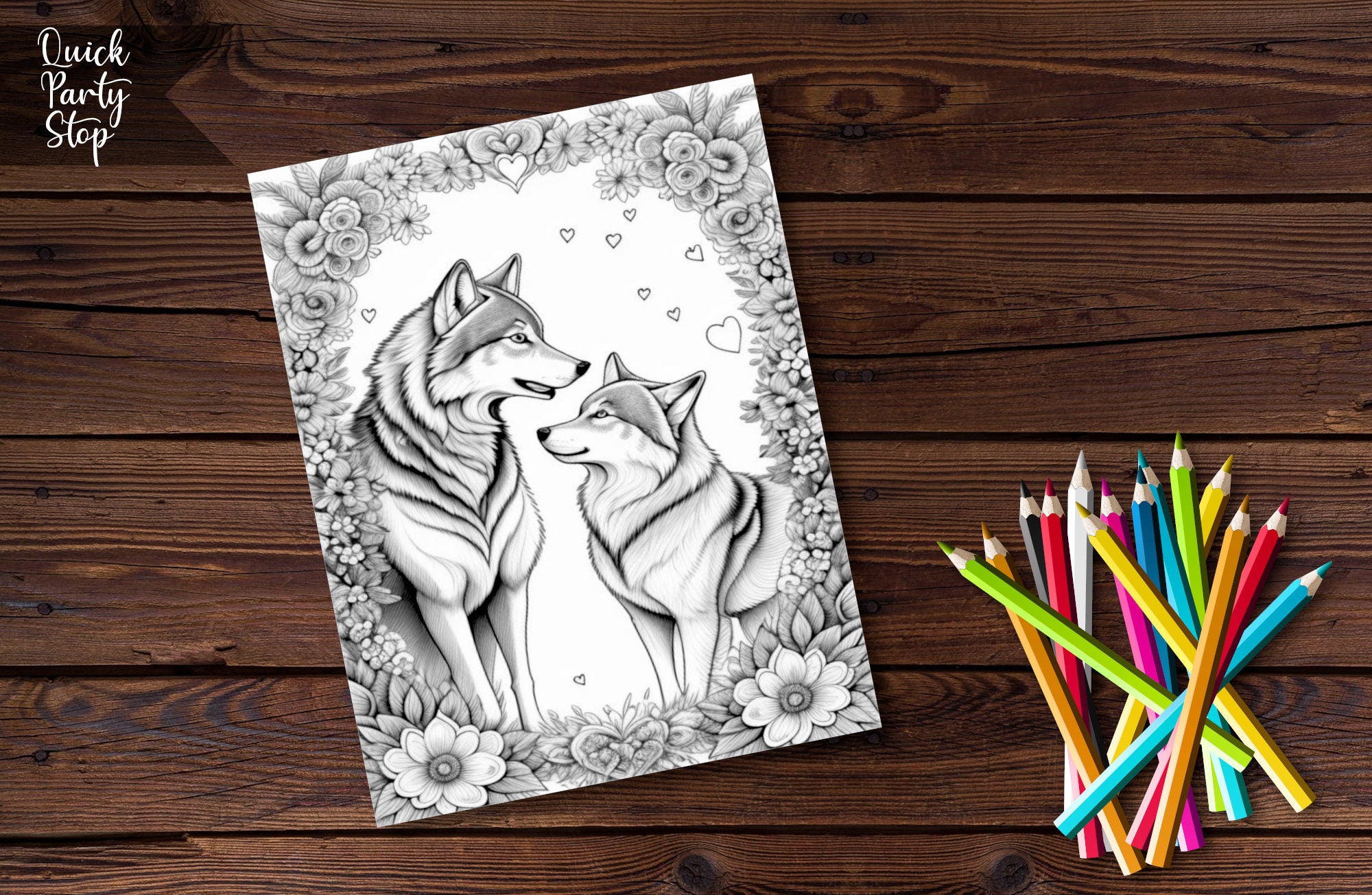 Cute Animals in Love Coloring Pages, Instant Download Printable ...