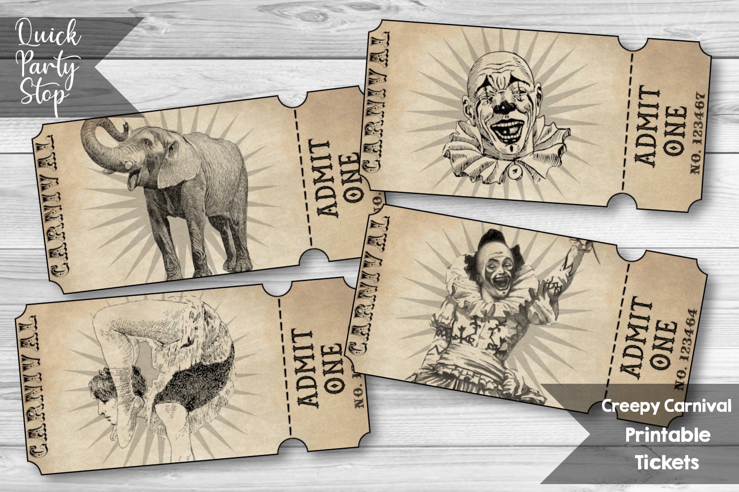 Creepy Carnival Ticket Printables, Vintage Circus Ticket Stubs ...