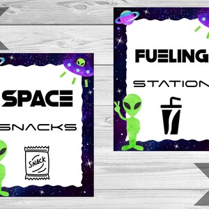 6 Alien Birthday Signs, UFO Space Party Signs, Alien Abduction Sign ...