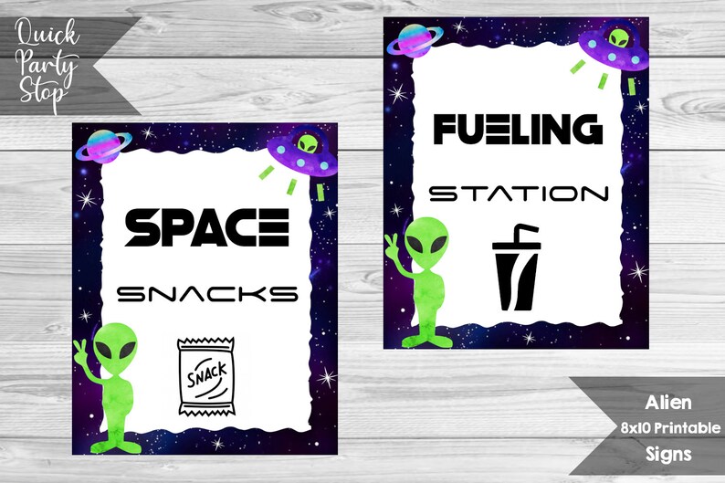 6 Alien Birthday Signs, UFO Space Party Signs, Alien Abduction Sign ...