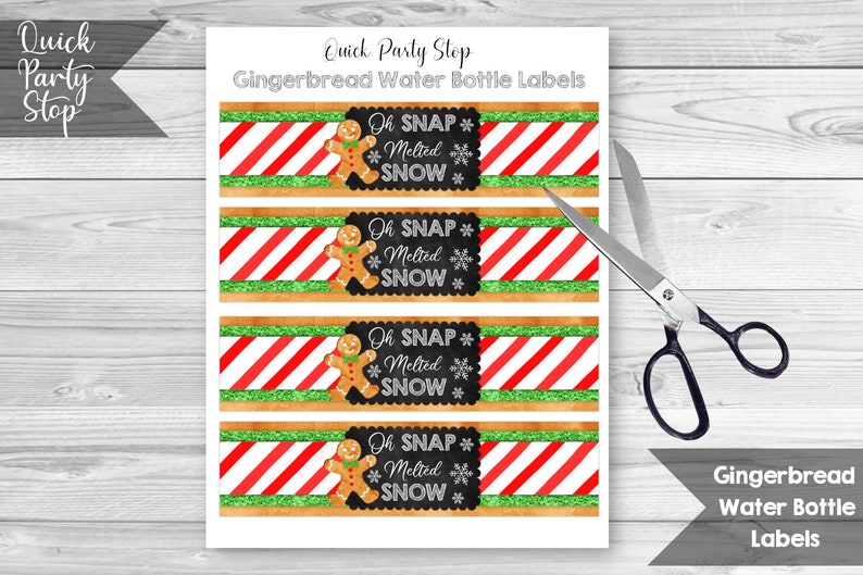 Gingerbread Christmas Water Bottle Labels, Christmas Party Wrappers ...
