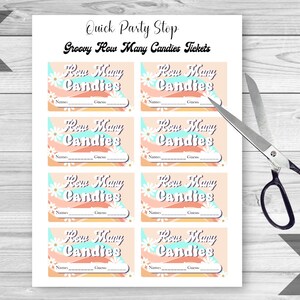 Groovy Guess How Many Candies Sign and Tickets, Hippie Birthday Party ...