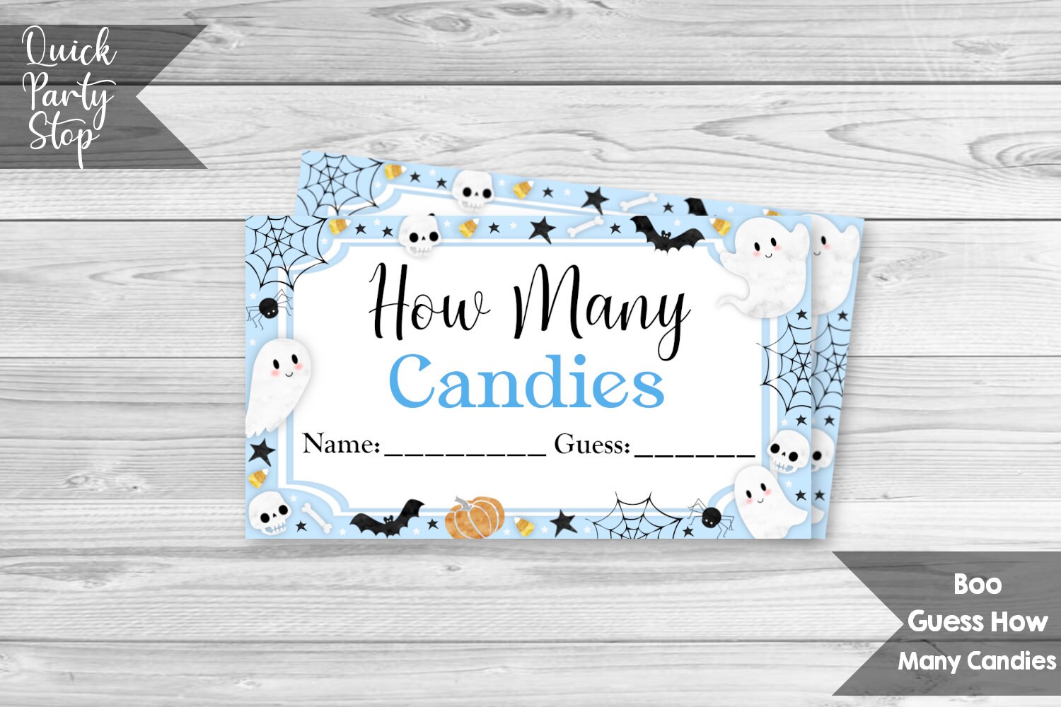 Little Boo Guess How Many Candies Sign and Tickets, Blue Halloween Baby ...