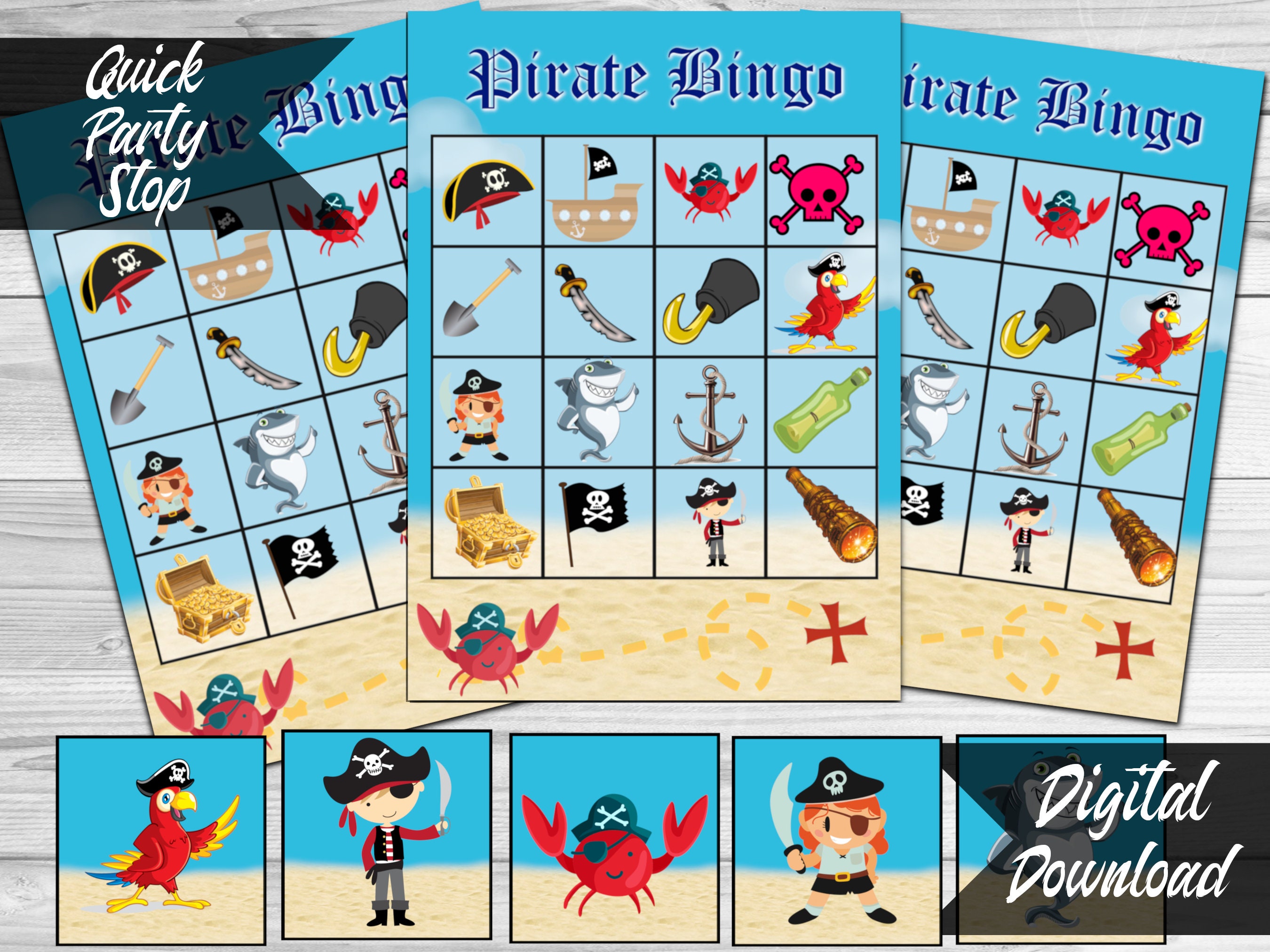 Printable Pirate Bingo Digital Download Birthday Party Game - Etsy