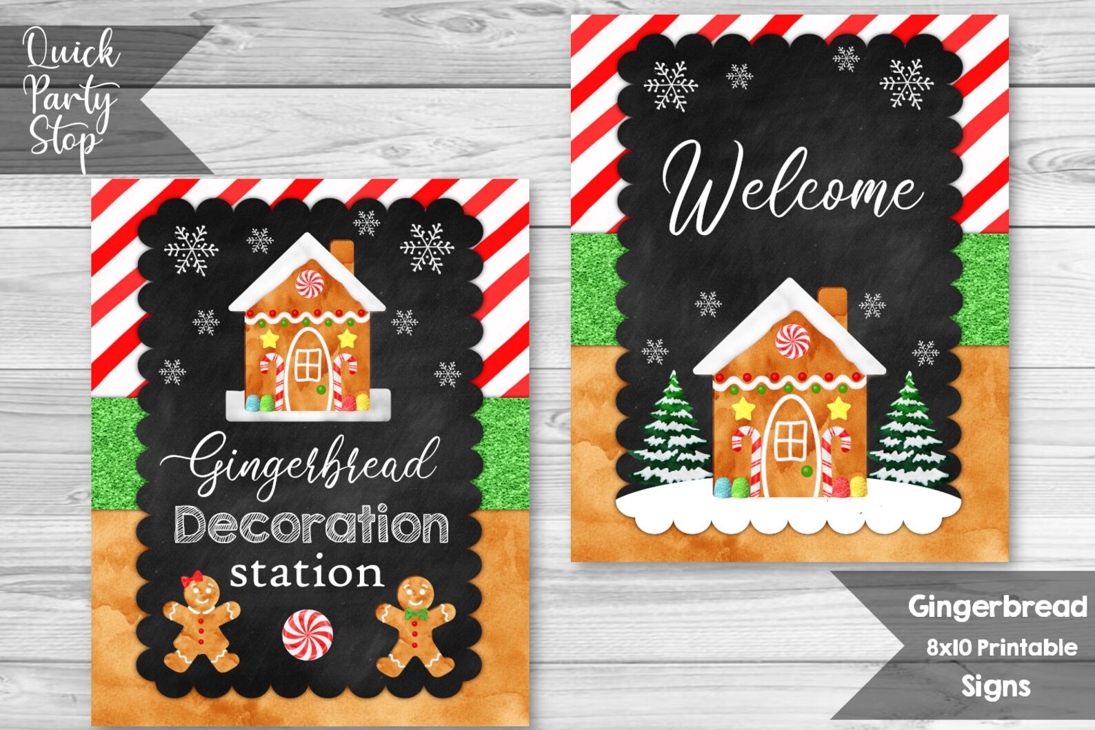5 Gingerbread Christmas Signs, Gingerbread Party Signs, Sweet Treats ...