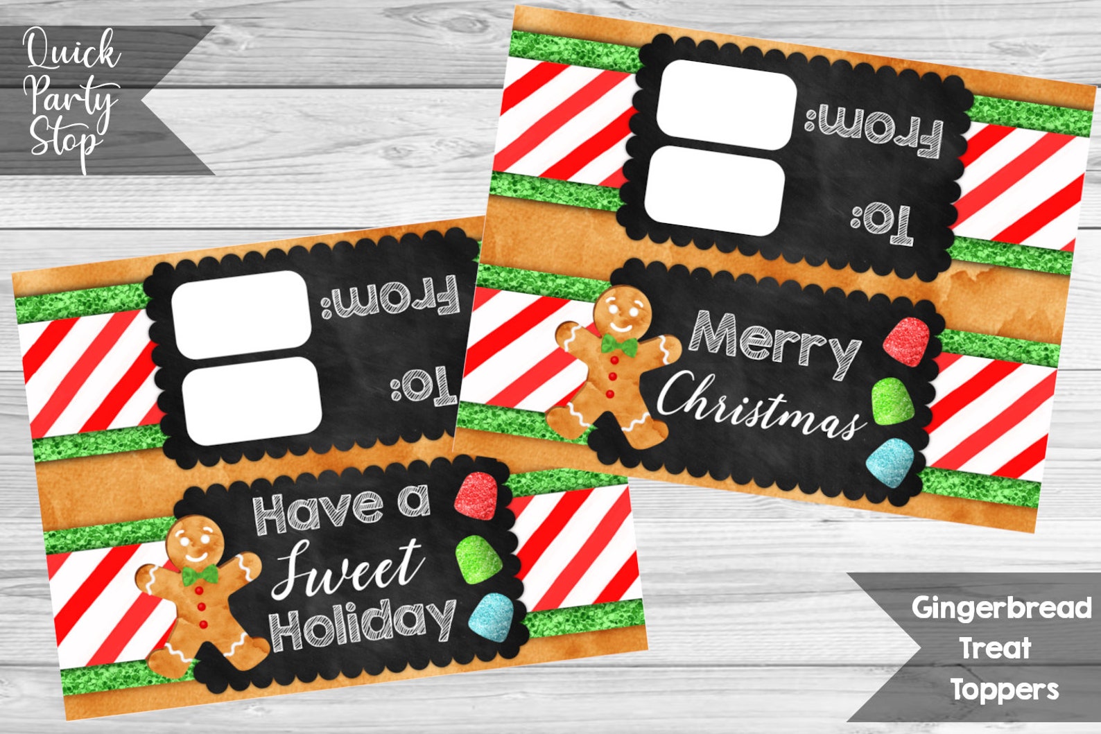 Gingerbread Treat Toppers, Christmas Goody Bag Topper, Sweet Holiday ...