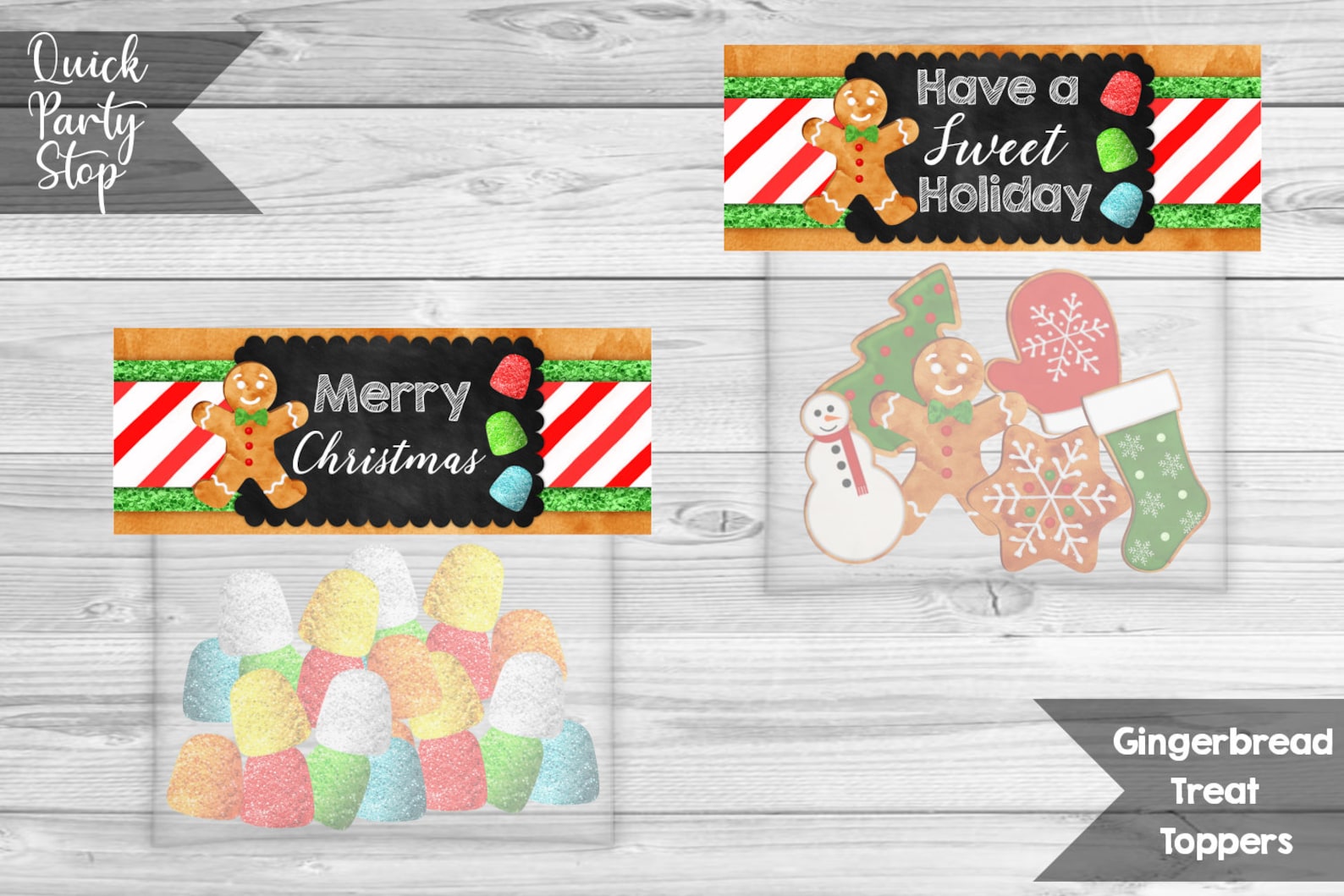 Gingerbread Treat Toppers, Christmas Goody Bag Topper, Sweet Holiday ...
