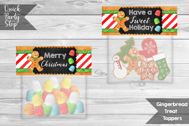 Gingerbread Treat Toppers, Christmas Goody Bag Topper, Sweet Holiday ...