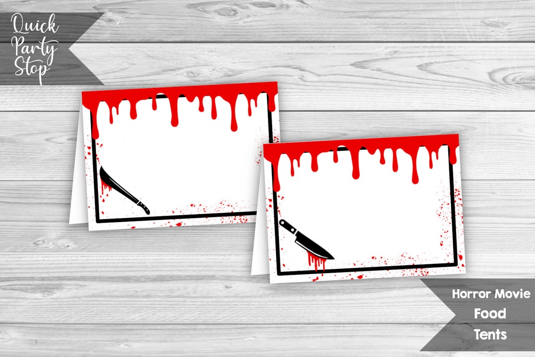 Horror Movie Birthday Editable Food Tents, Scary Movie Food Labels ...