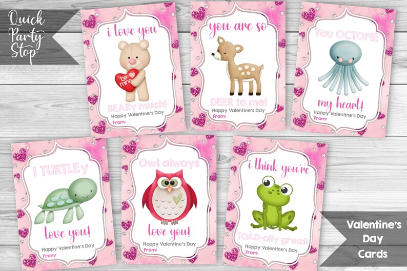 Printable Valentines Day Cards for Kids, Animal Pun Valentines ...