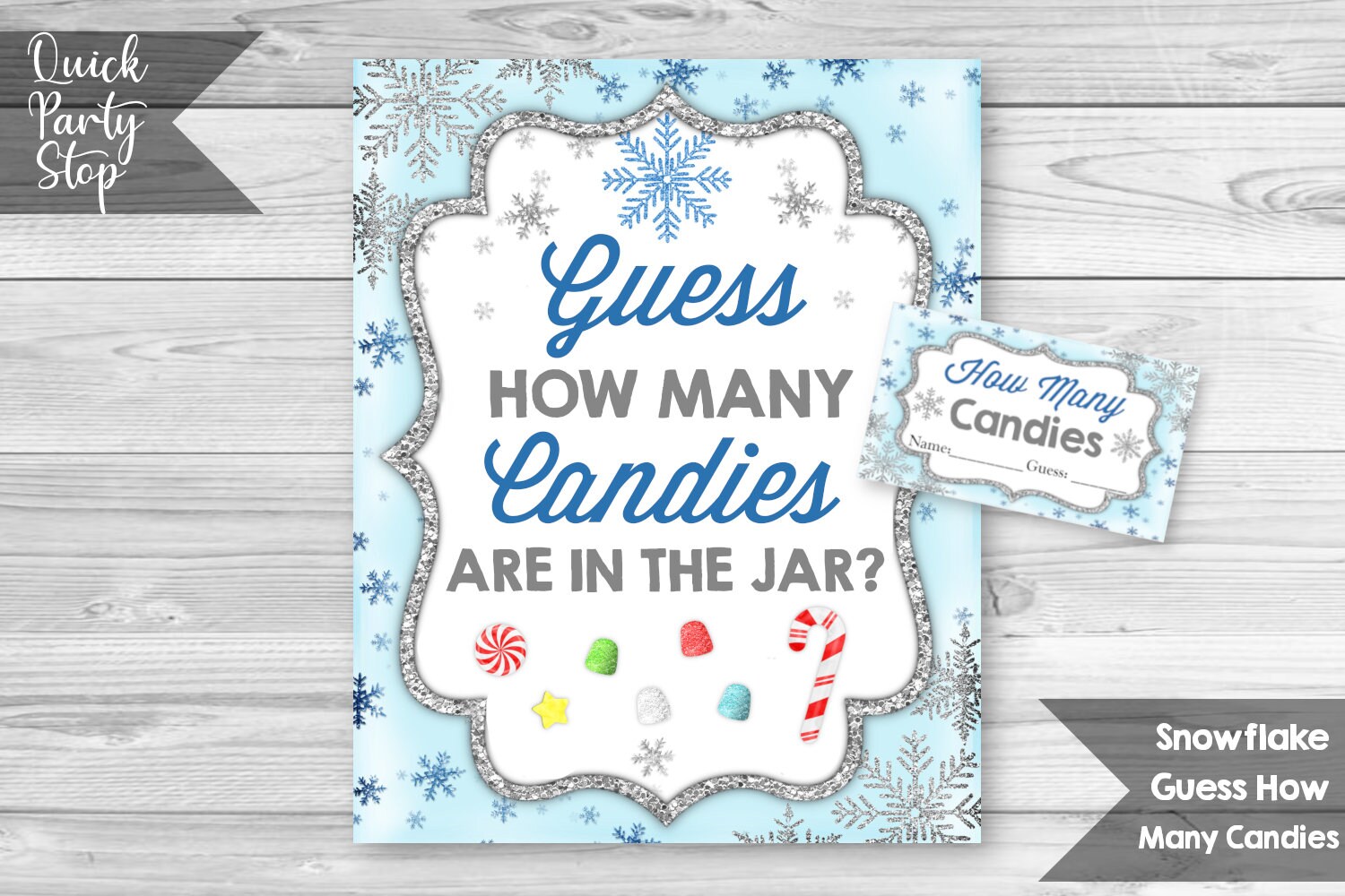 Snowflake Guess How Many Candies Sign and Tickets, Frozen Party, Winter ...