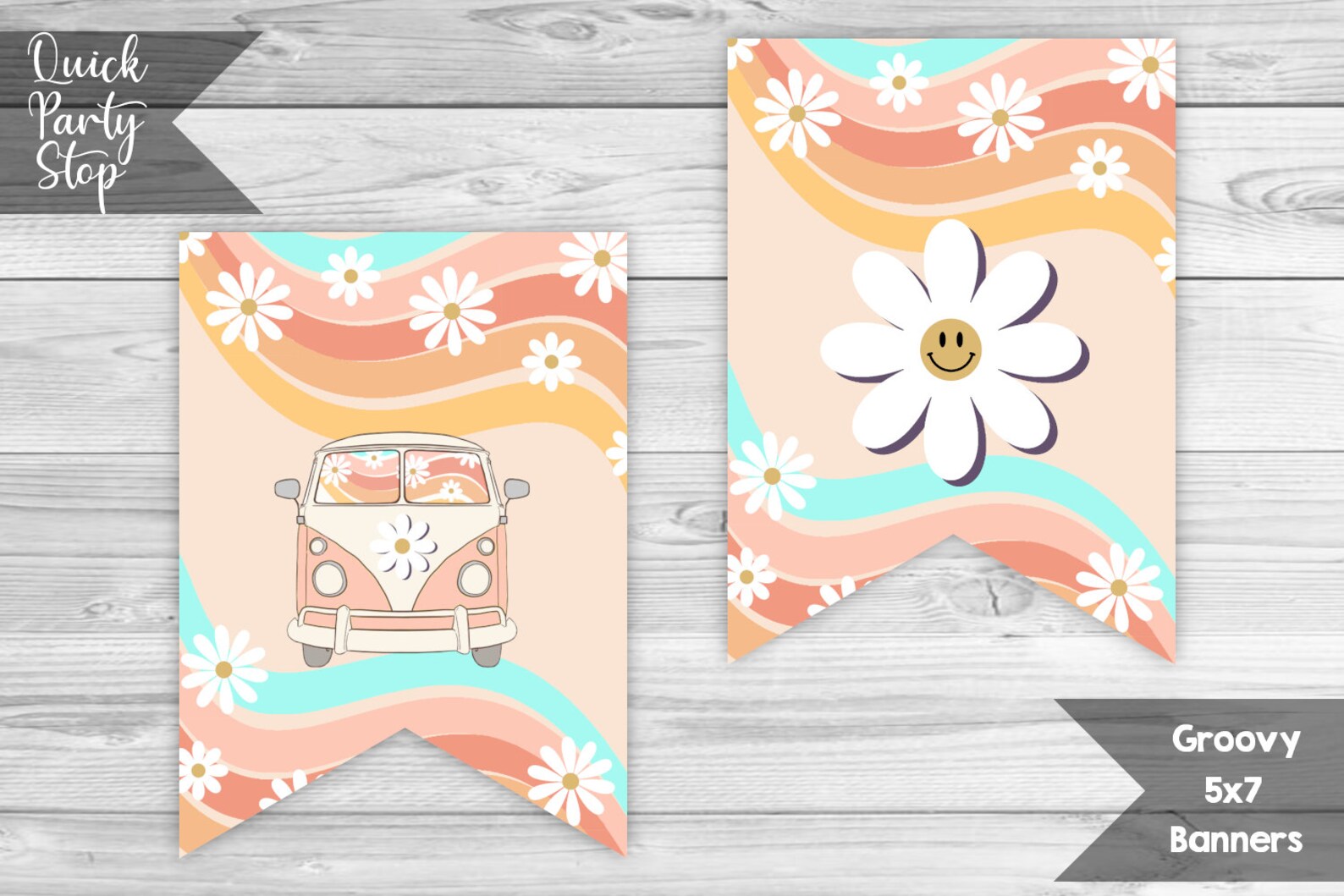 Groovy Happy Birthday Banner, Hippie Birthday Party, Pennant Banner ...